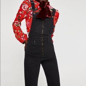 Zara | Jeans | Nwt Zara Front Zip Black Denim Overalls Jumpsuit | Poshmark